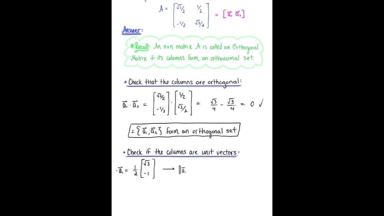 Orthogonal Matrices (Example) - YouTube