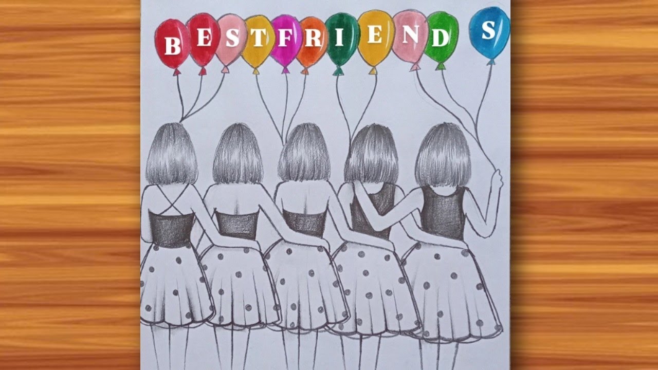 How to draw five girls best friends|drawing of girls |Bff drawing easy ...