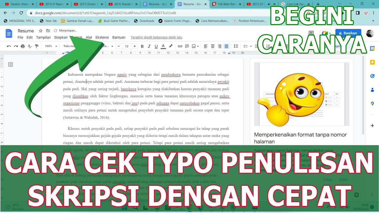 Cara Cek Typo Skripsi Langsung Berubah Otomatis | Mudah dan Cepat - YouTube