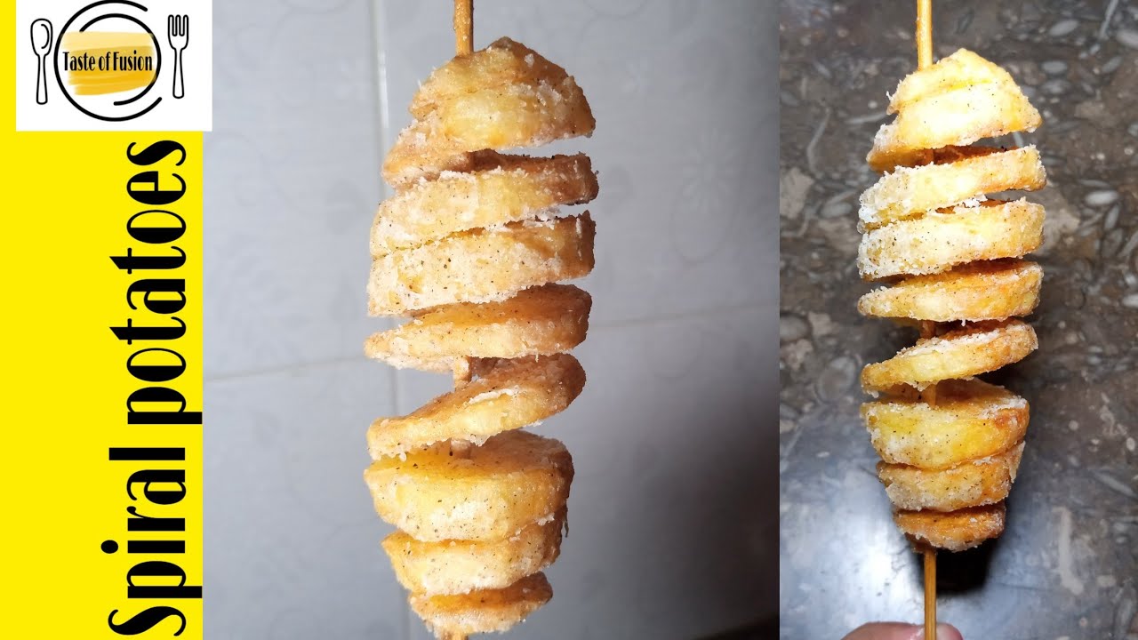 Spiral fried potatoes without machine| Tornado fried potato| spiral ...