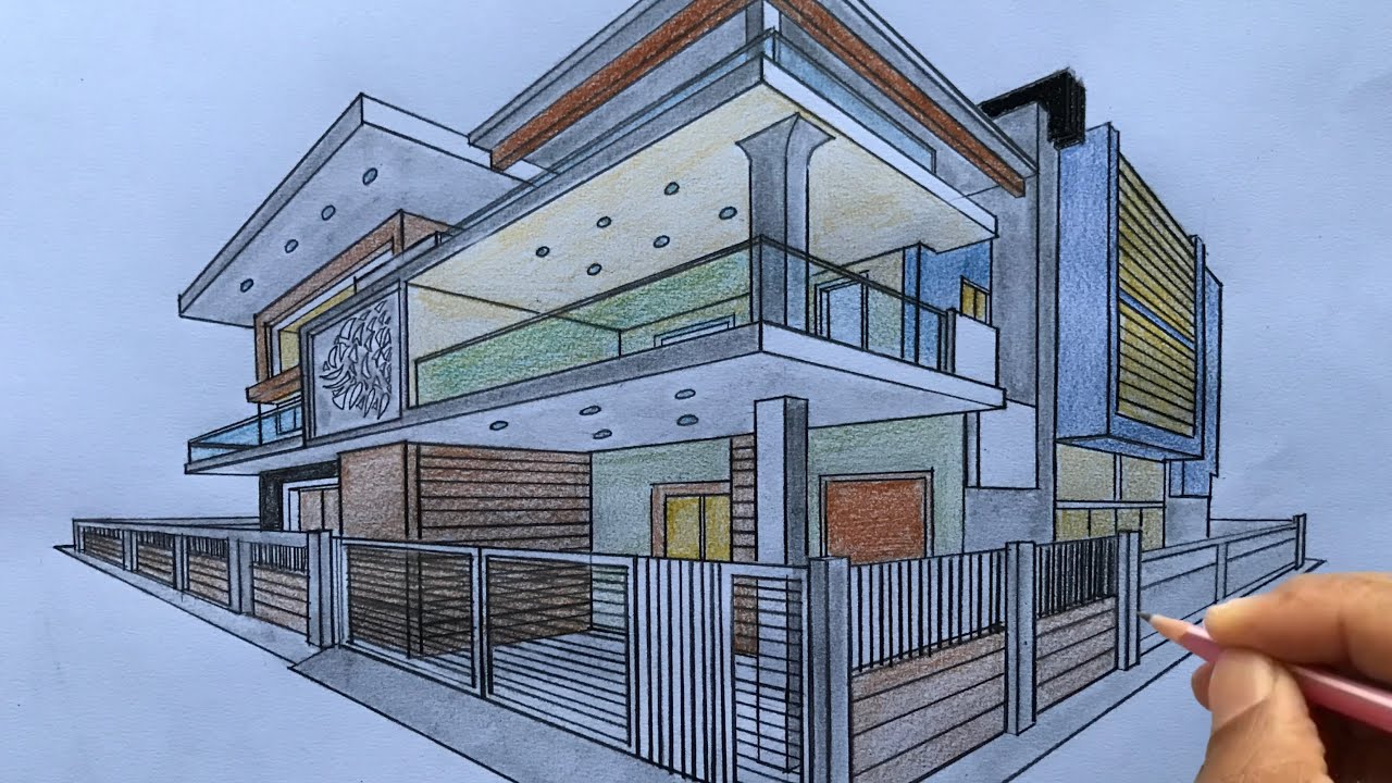 How to Draw using Two-Point Perspective: House Drawing Step by Step ...