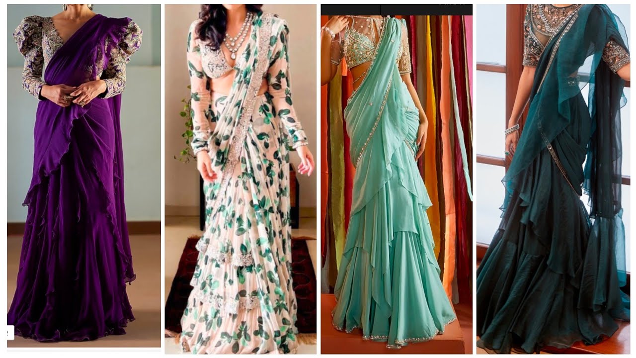 Frill/Ruffle Saree Designs / 😘🔥Frill Saree Designs /Trending Latest ...