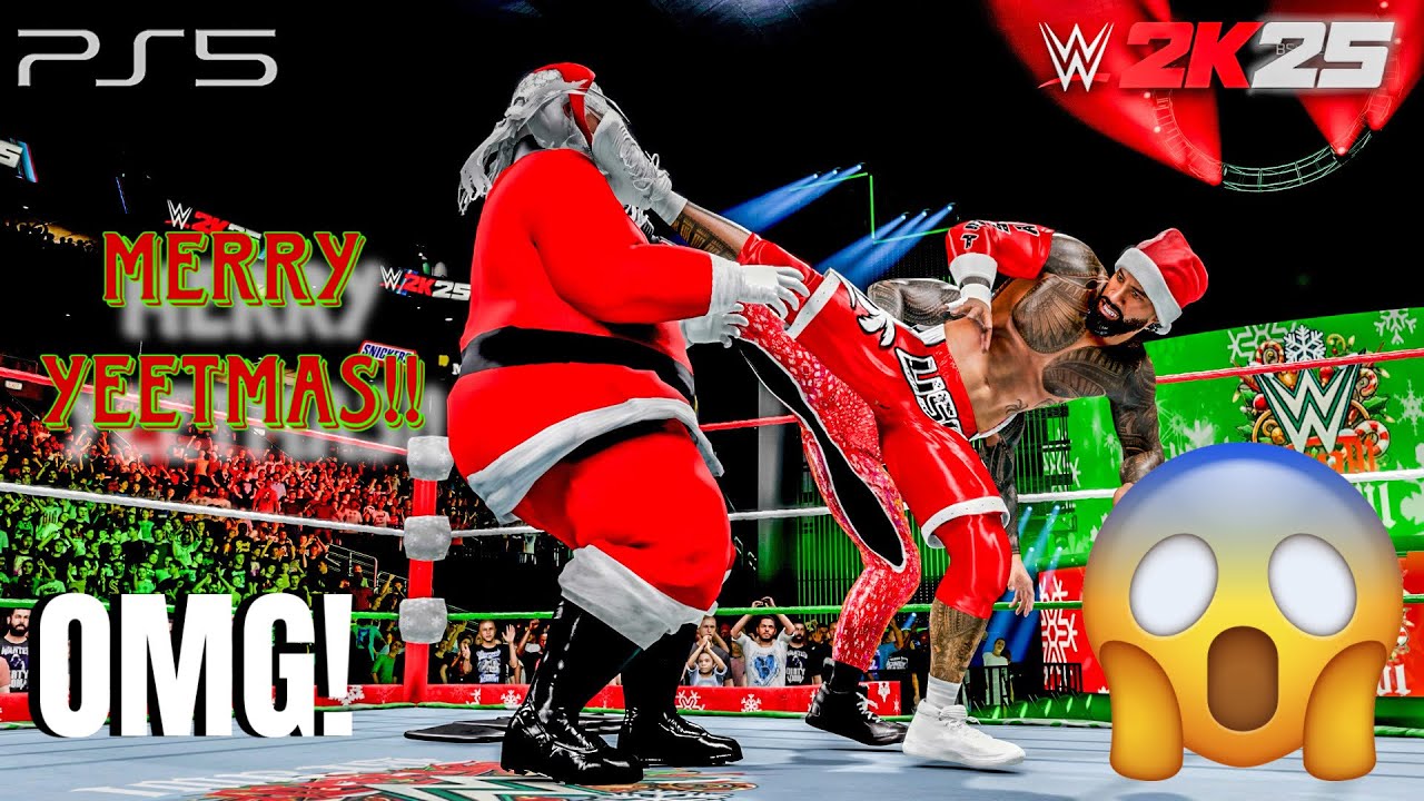 WWE 2K25 - The Usos vs Santa Claus & Rudolph - Miracle on 34th Street ...