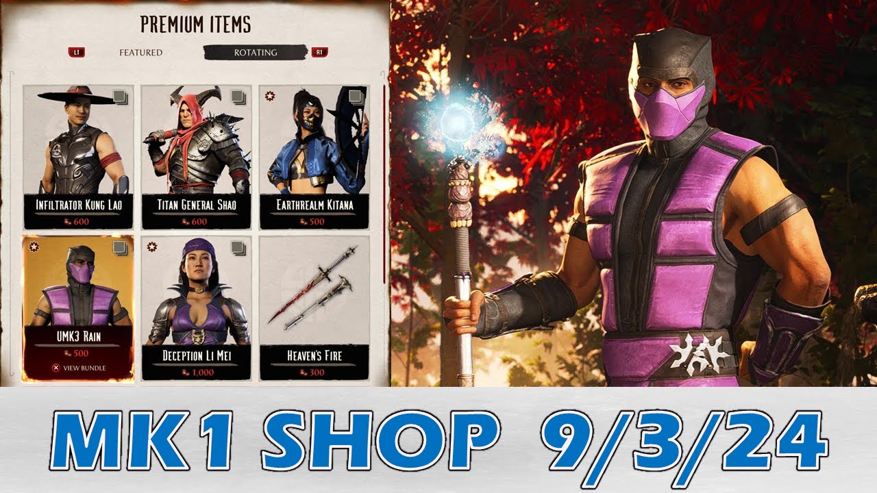 MK1 Premium Shop: Rain, Kitana, Li Mei, Raiden skins / gear / palettes ...