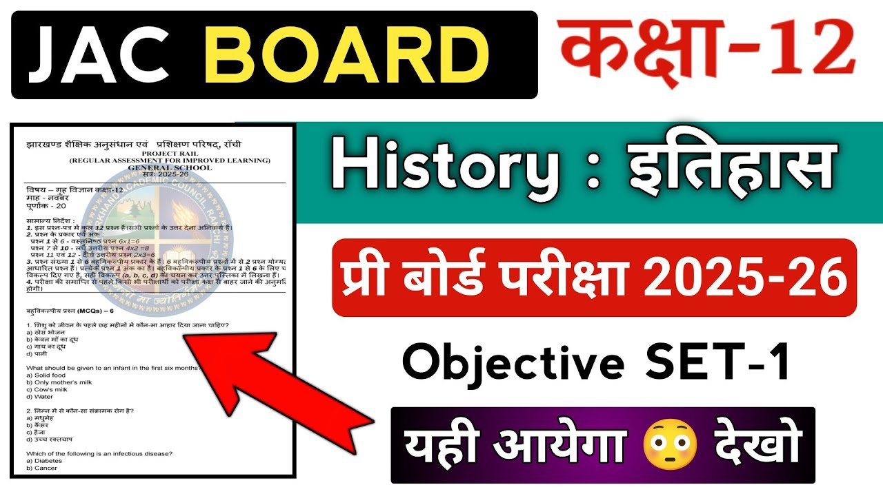 Class 12th History ( इतिहास ) SET-1 | Pre Board Exam 2025-2026 | Jac ...