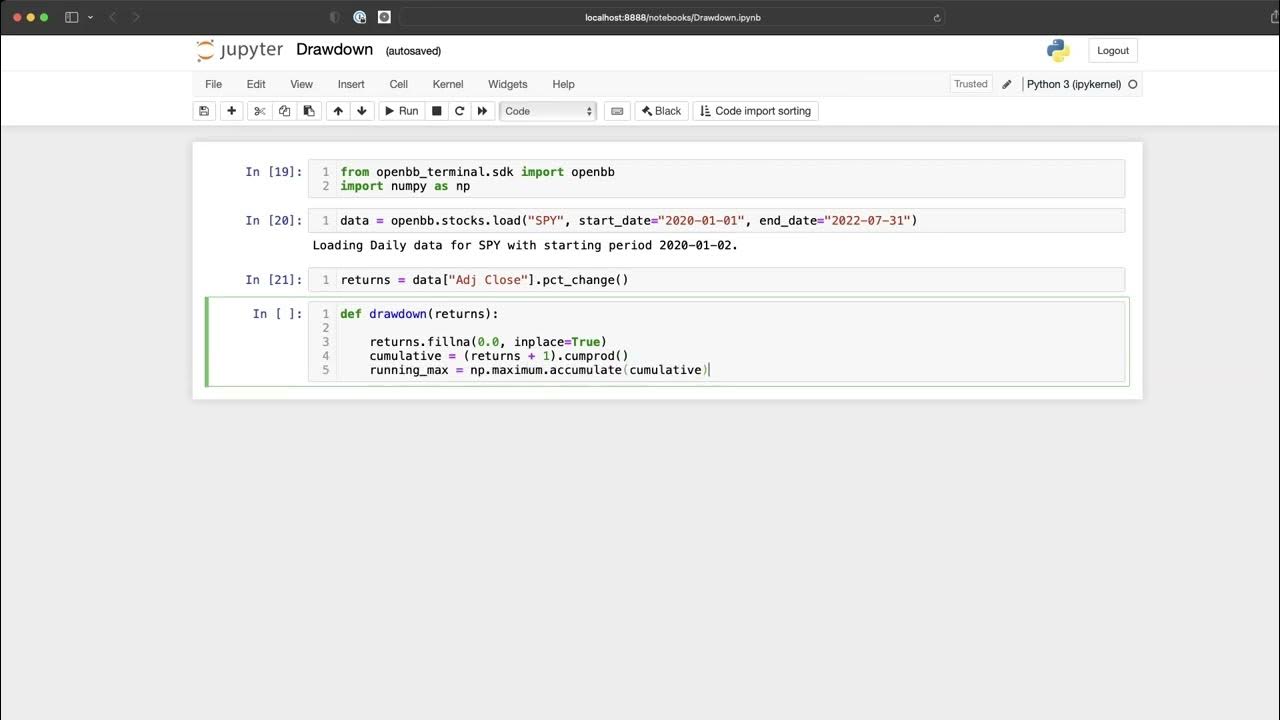 How to compute drawdown on an investment with Python - YouTube