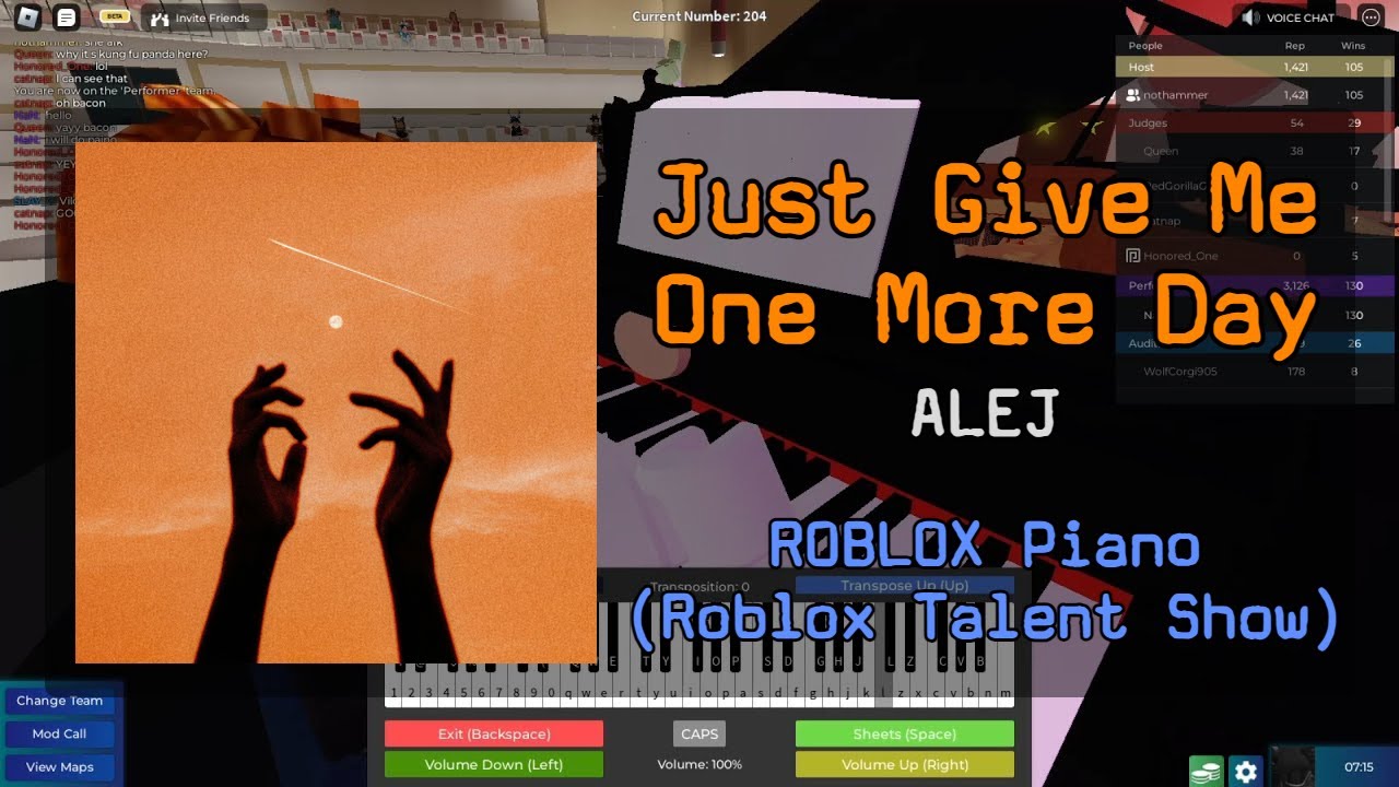 Alej - Just Give Me One More Day | Roblox Got Talent (ROBLOX Piano ...
