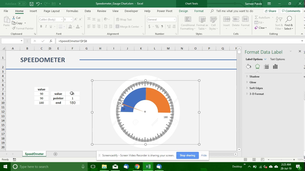 How To Create A Speedometer Chart In Excel Part Ii Youtube