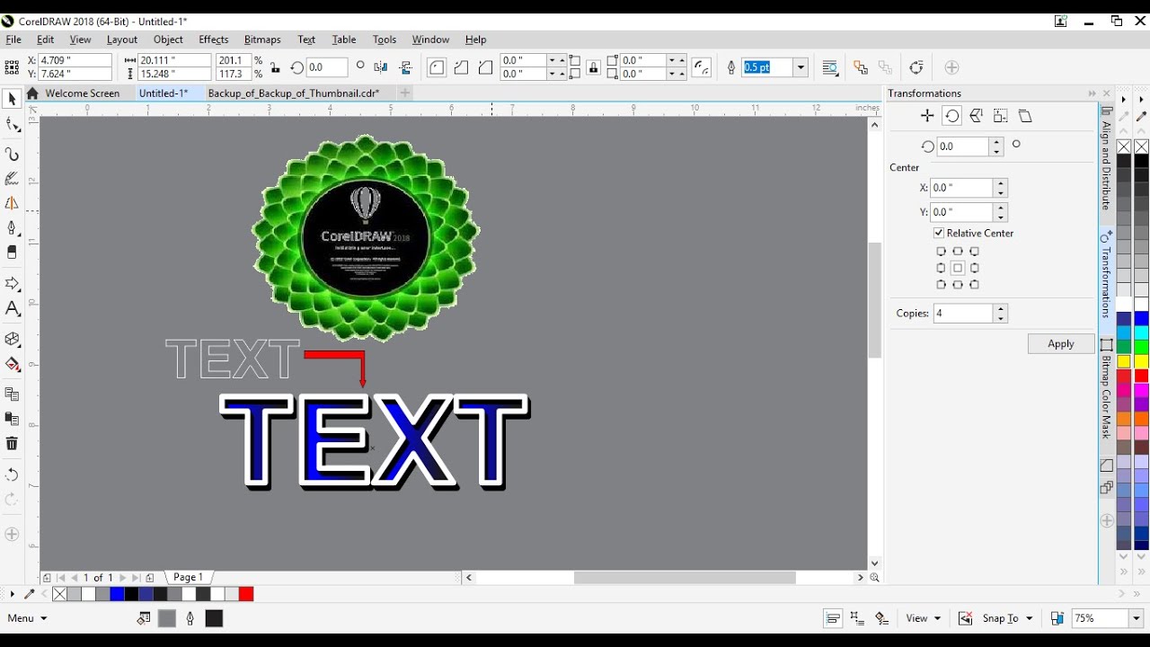 How to Create Simple Design in CorelDraw 2018?/3D Text Design/Logo ...