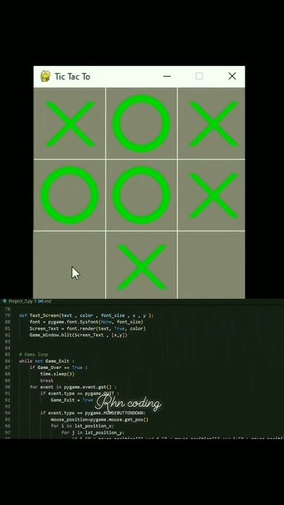 TIC TAC TOE GAME making using python|| #tictactoe #codinglife #coding #pythoncoding #codingninja ...