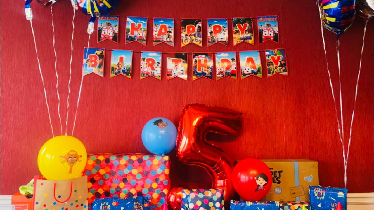 FIREBUDS themed 5th BIRTHDAY 🥳 🎂🚒 - YouTube