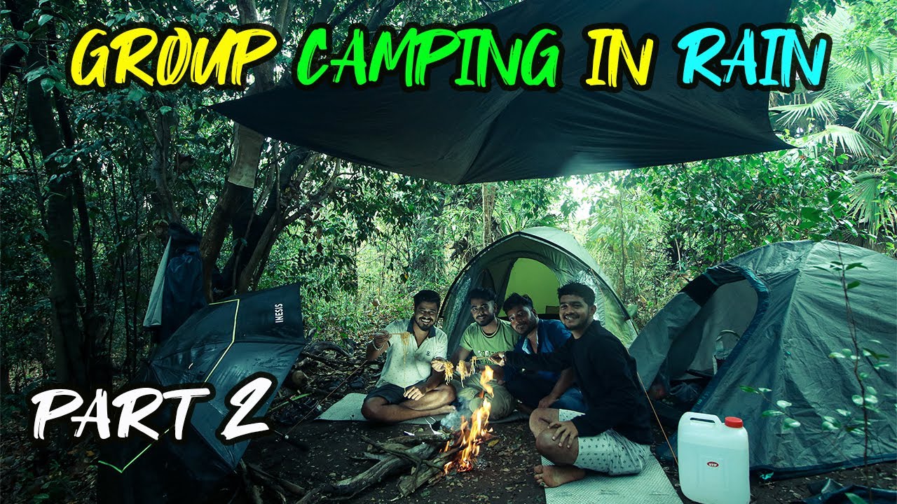 Group Camping in heavy Rain in Deep Forest (PART 2)| Relaxing in new ...