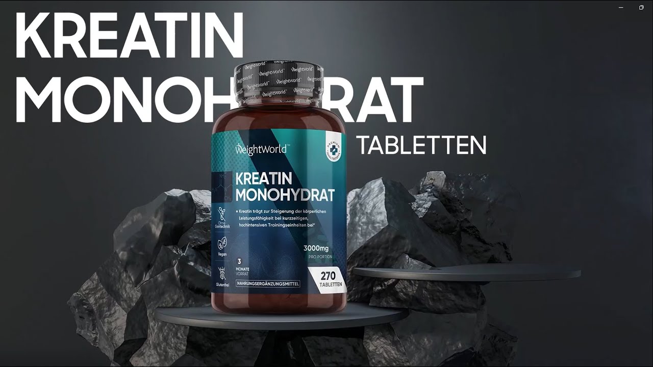 Creatin Monohydrat 3000mg - 270 vegane Kreatin Tabletten für 3 Monate ...