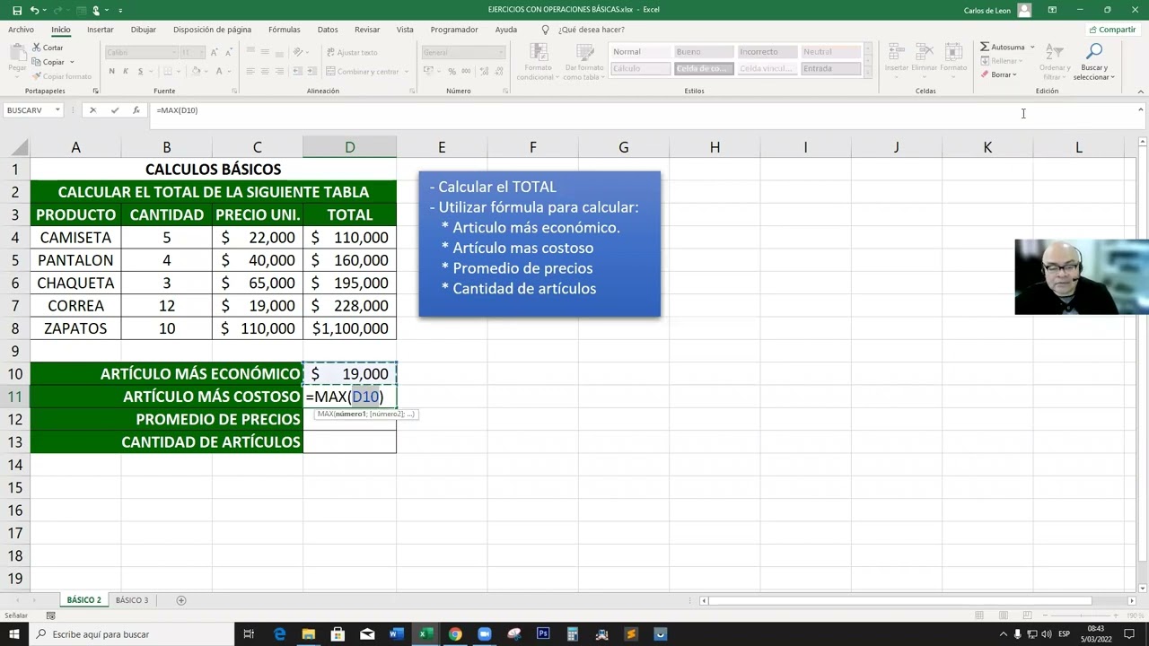 Excel Operaciones Básicas 3 - YouTube