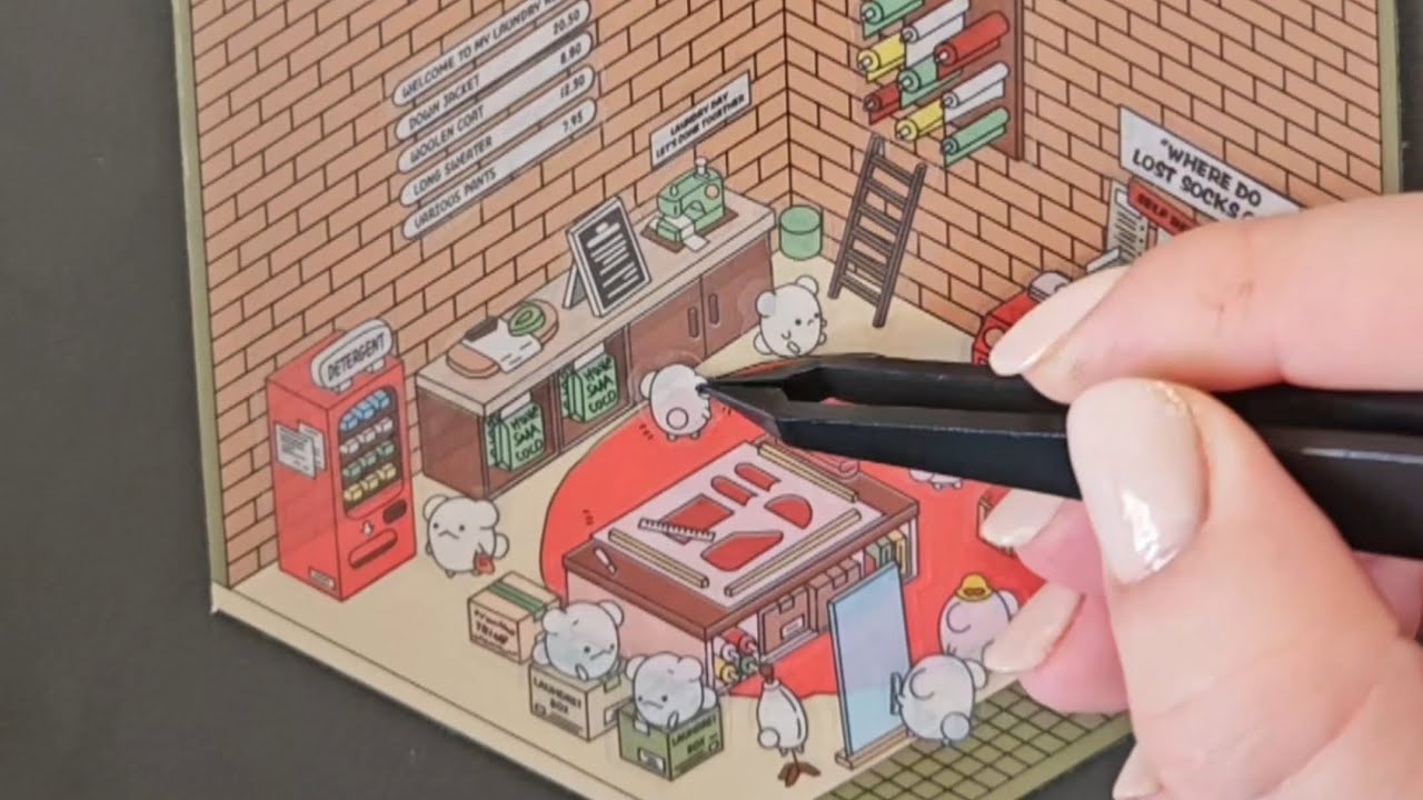 DIY 3D Sticker Scene: Laundrette #stickerscene #diy #sticker #crafts # ...