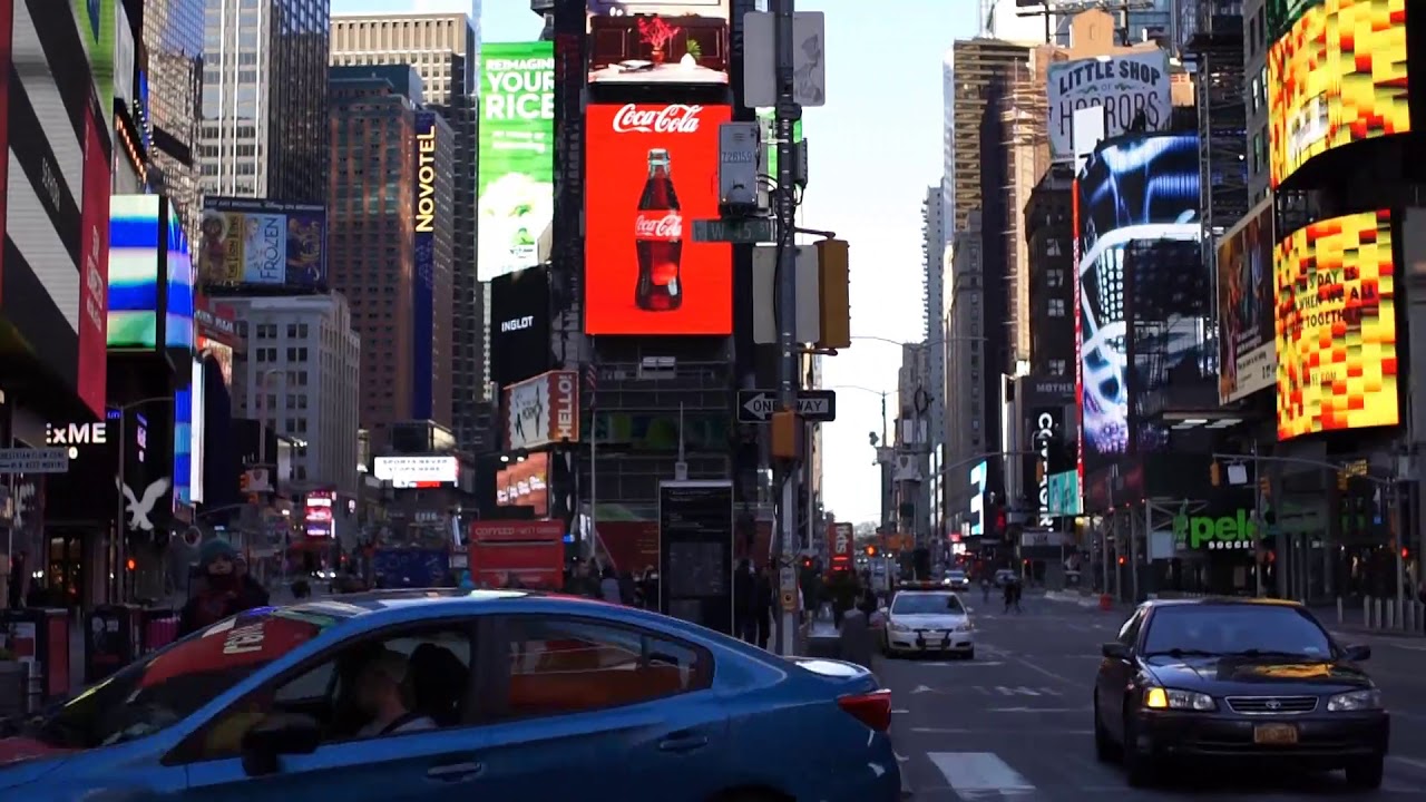 New York No one on the streets in Times Square Filmed Saturday March 21 ...