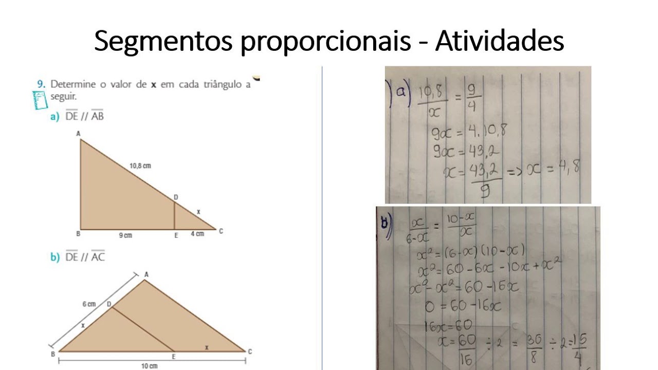 Aula 2 Segmentos Proporcionais Correção De Atividades Youtube