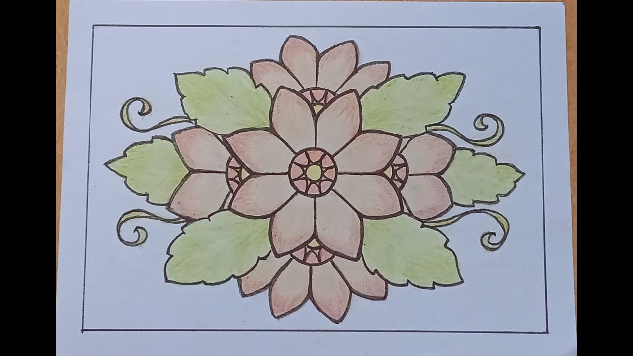 Gradasi warna ragam hias flora|| menggambar ragam hias bunga|| gambar ...