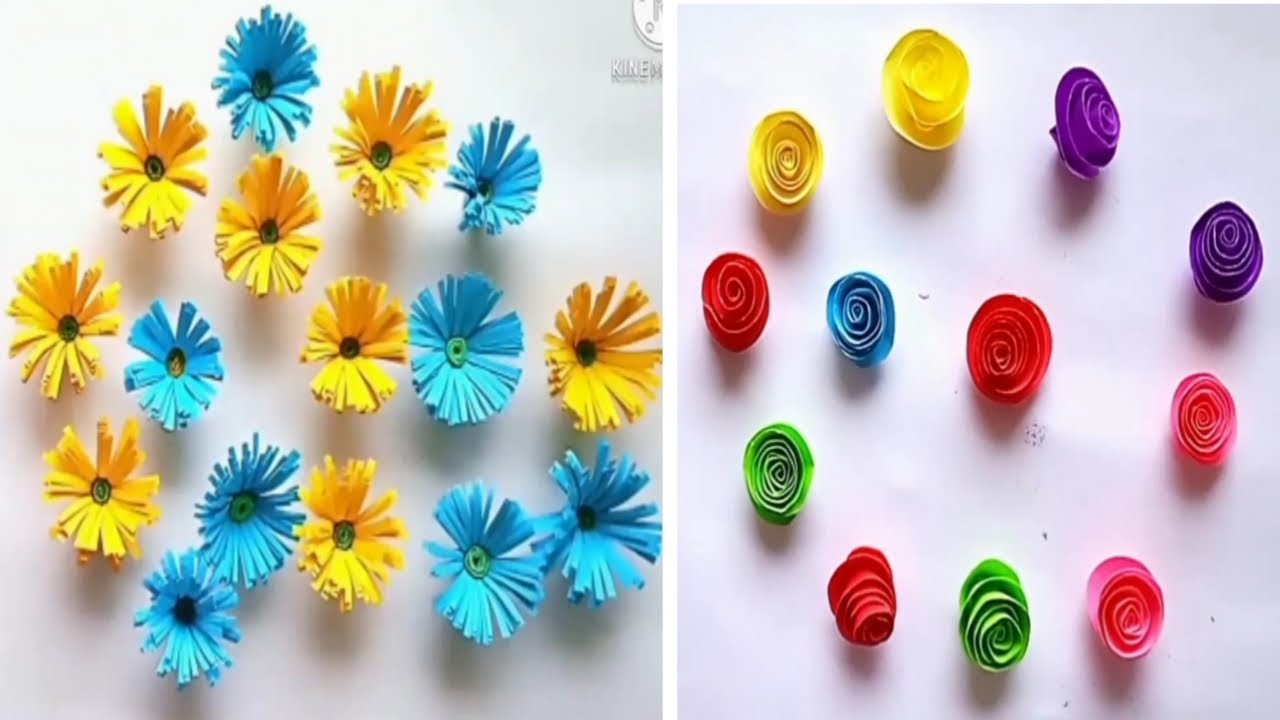 2 Simple paper flower making ideas/Diy paper flower/Beautiful paper ...