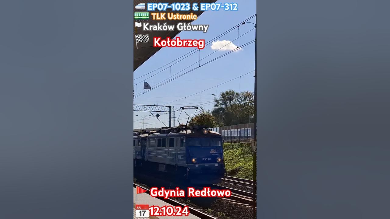 Przejazd EP07-1023 i EP07-312 z TLK Ustronie do Kołobrzegu przejeżdża przez stacje Gdynia ...