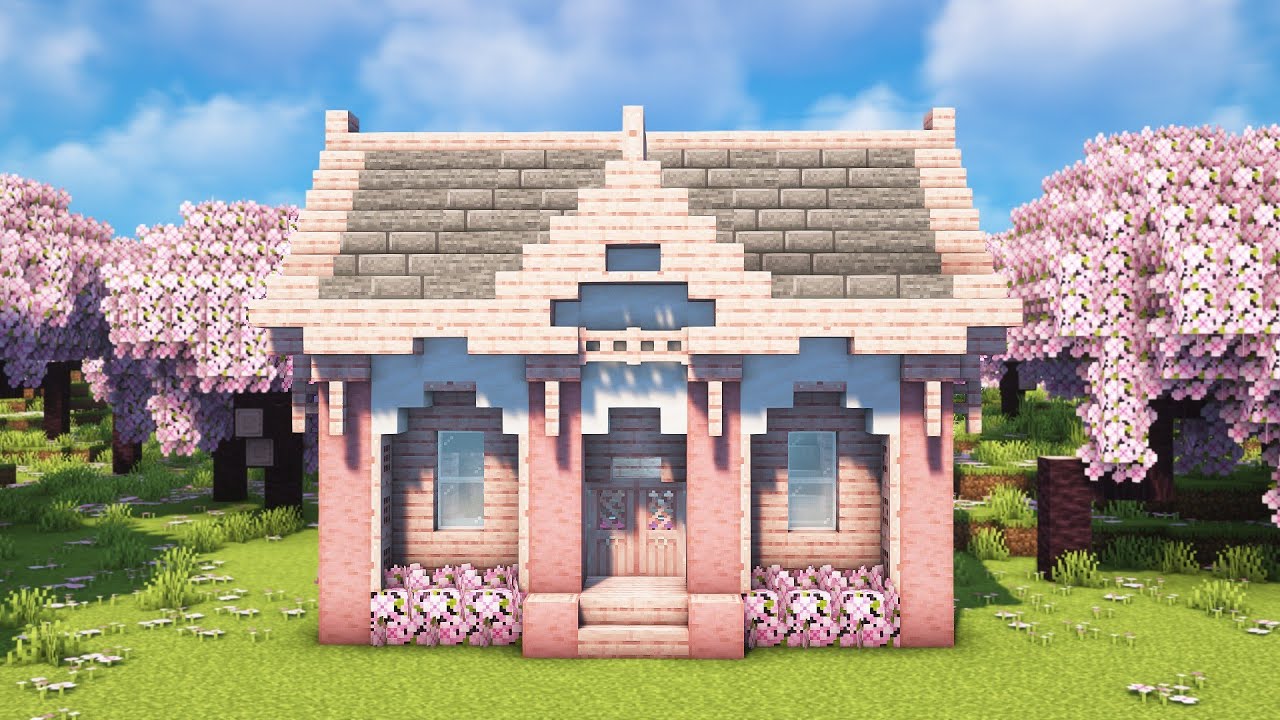 Minecraft | How To Build a Cute cheery Blossom House | Tutorial - YouTube