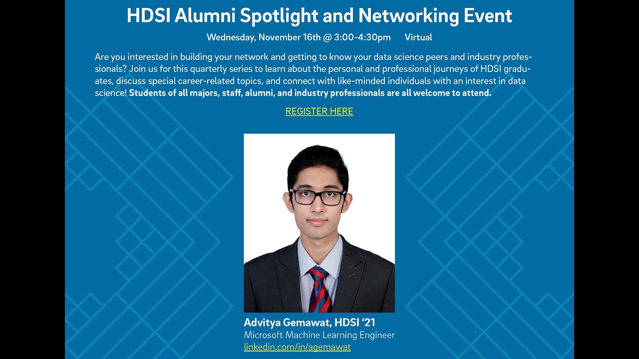 Fall '22 HDSI Alumni Spotlight featuring @AdvityaGemawat - YouTube