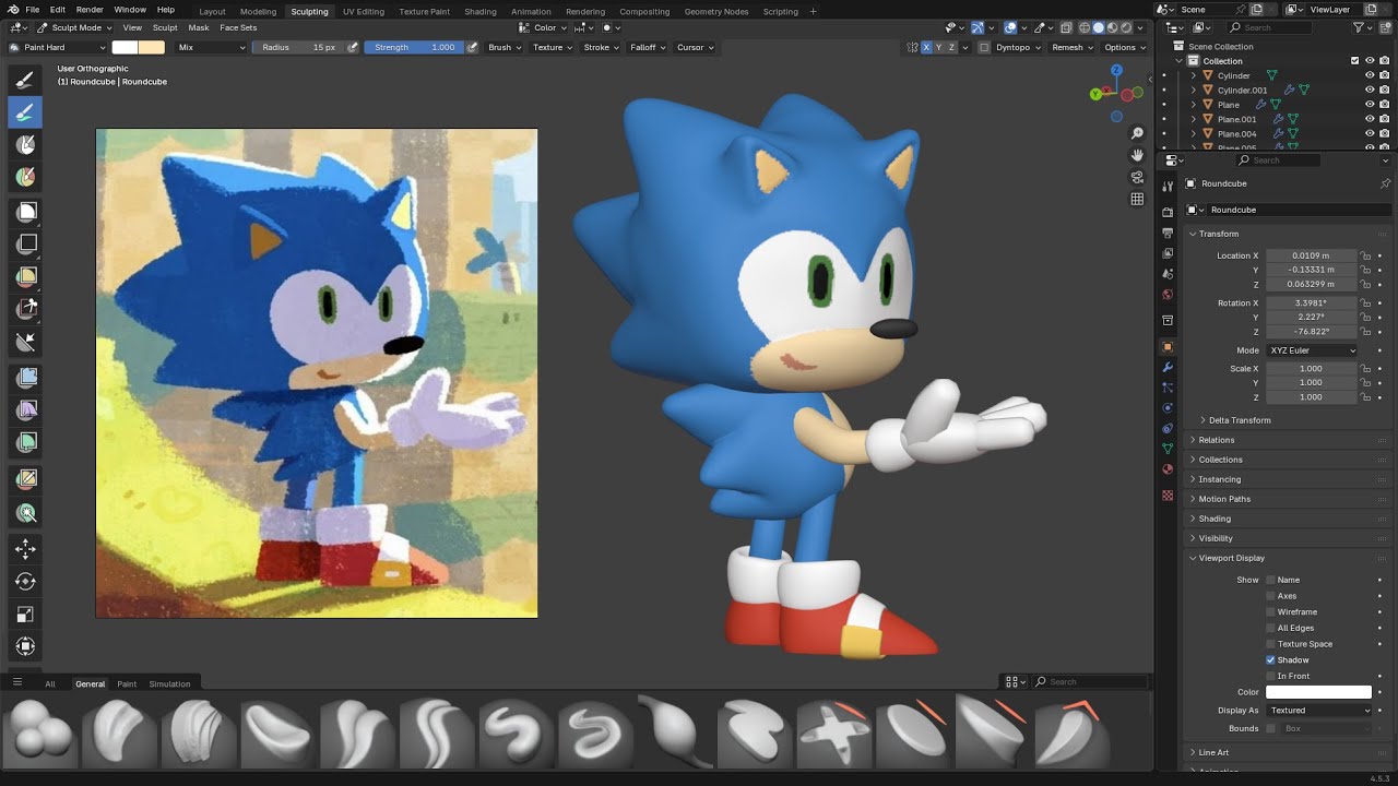 Speed Sculpting Cute Sonic In Blender - YouTube
