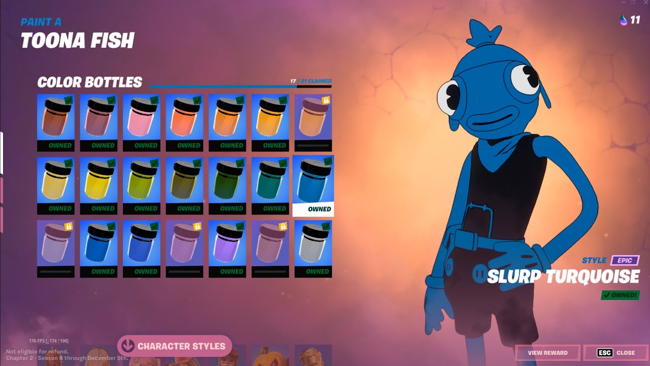 Where to find Slurp Turquoise Toona Fish Paint in Fortnite - YouTube