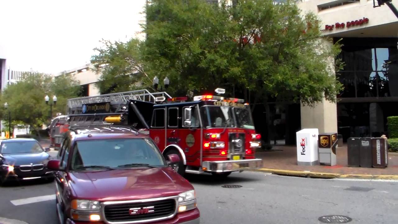 Orlando Fire Department Tower 1 and Rescue 1 Responding - YouTube