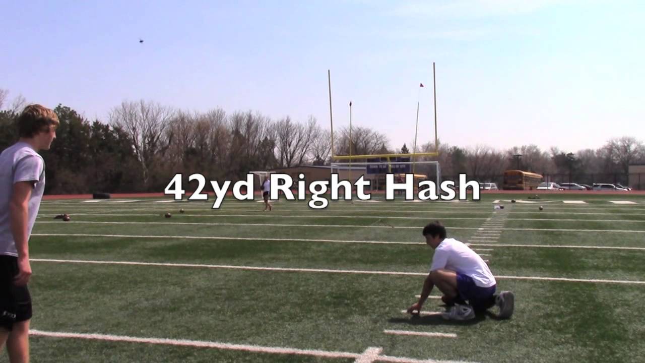 Lane Clark FG competition w/NFL uprights at Cantele Kicking Camp - YouTube