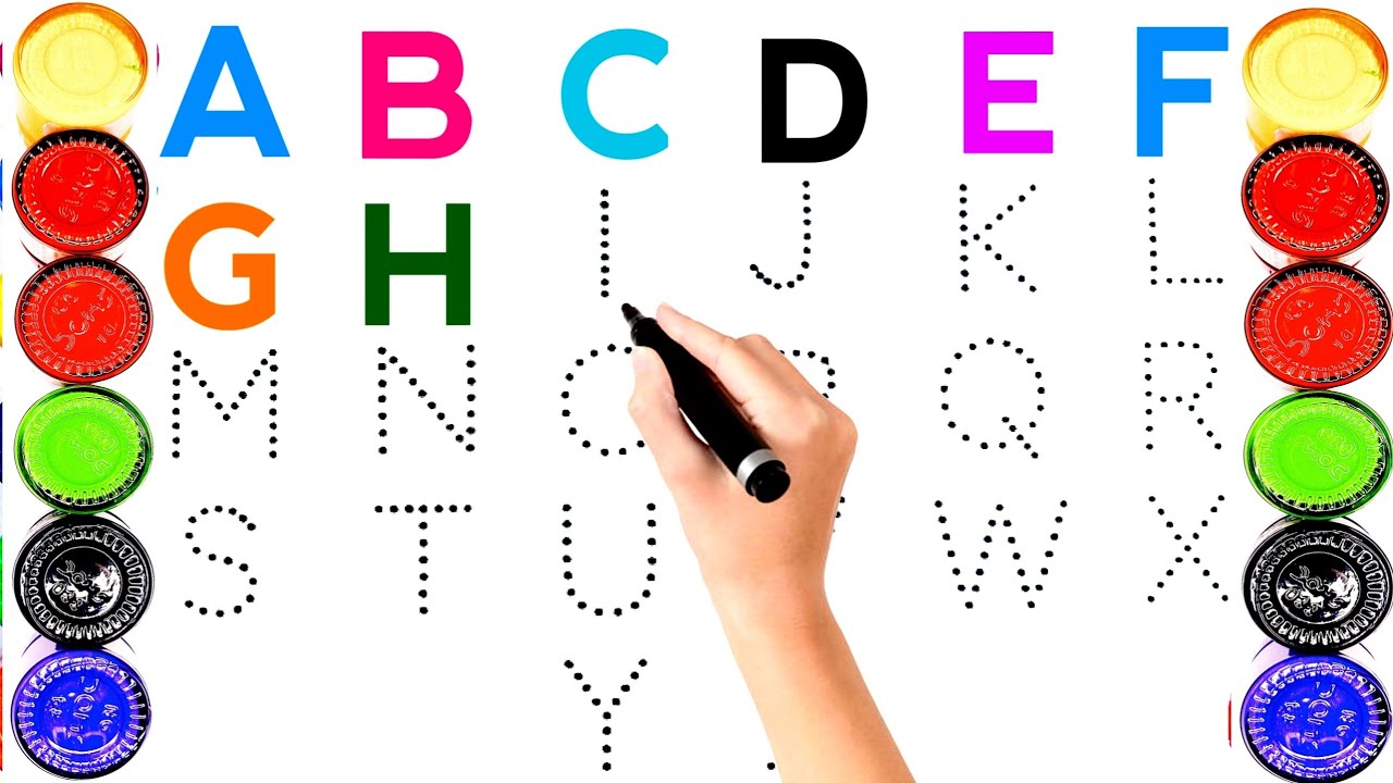 A to Z for,kids rhymes, collection for writing along dotted lines for ...