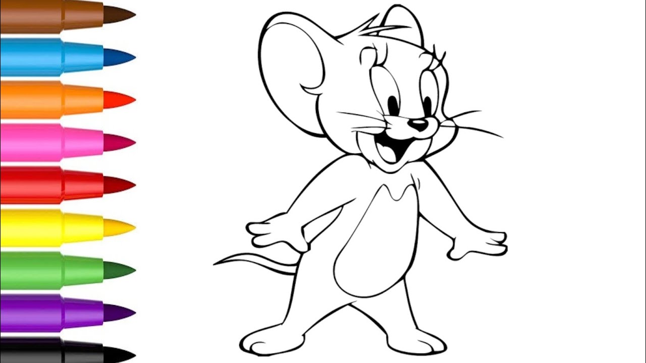 How To Draw a Jerry Cartoon For Kids | Drawing And Coloring Jerry | Tom ...