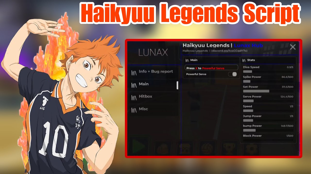 Haikyuu Legends Script | Ball Hitbox, Power Serve, Dive Speed, Bump ...