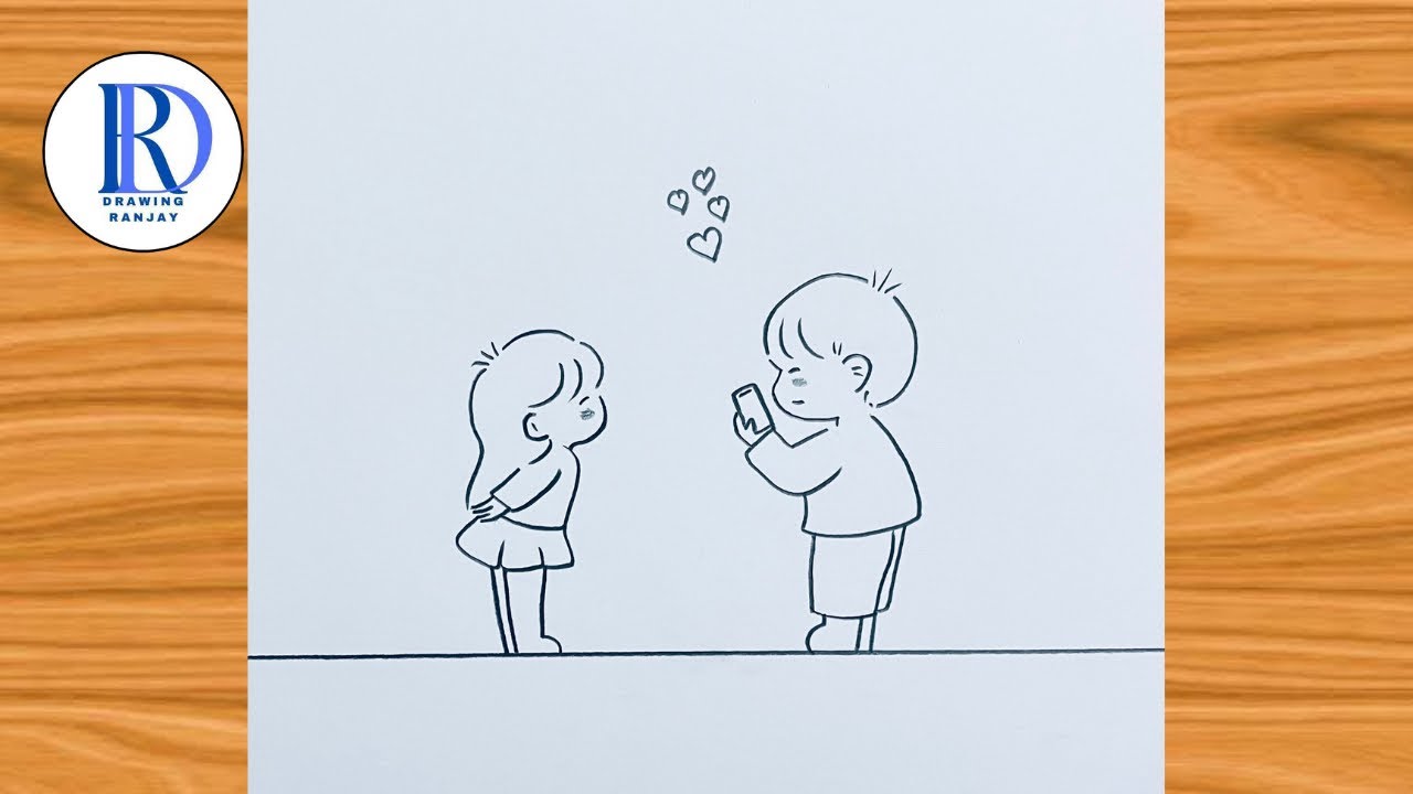 Couple pencil drawing | Couple taking a selfy drawing - YouTube