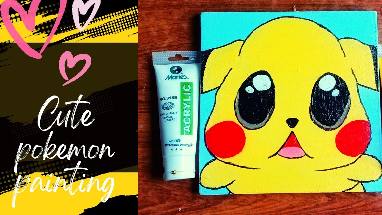 How to paint a cute pokemon on canvas - YouTube