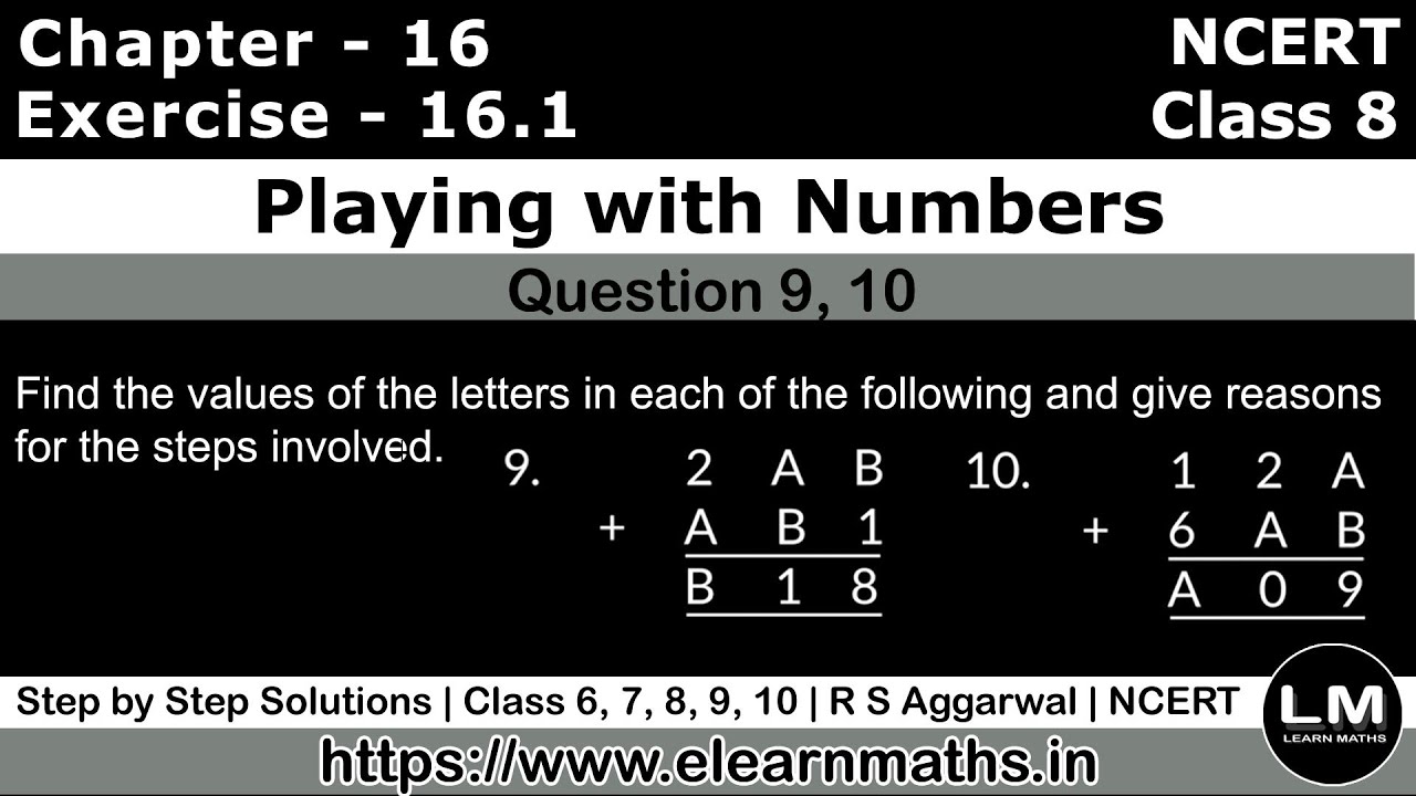Playing with Numbers | Class 8 Exercise 16.1 Question 9 - 10 | NCERT ...