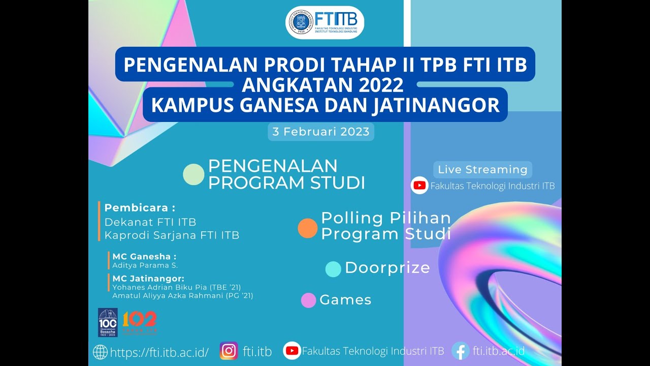 Pengenalan Prodi Tahap II TPB FTI ITB Angkatan 2022 Kampus Ganesa dan ...