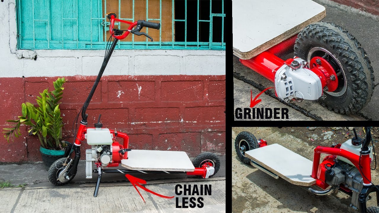 DIY Scooter using angle grinder - YouTube