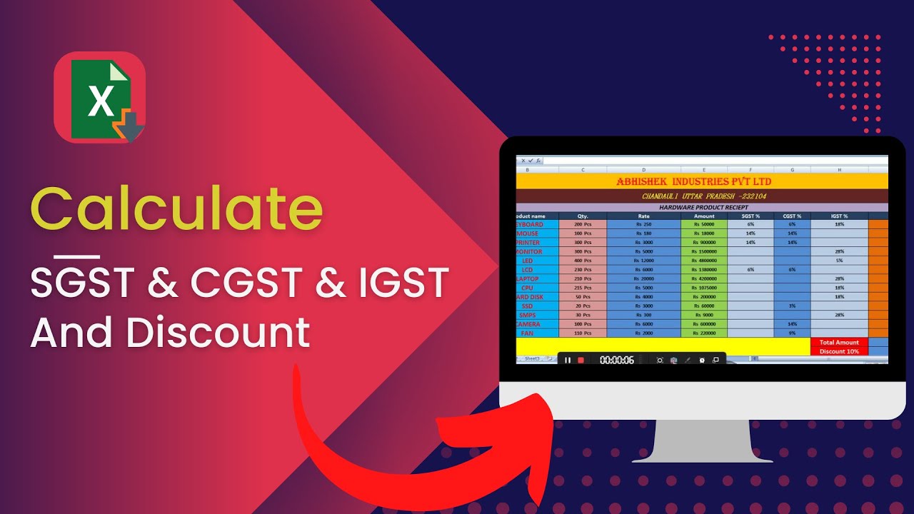 How To Calculate SGST CGST IGST And Other Taxes In Excel YouTube