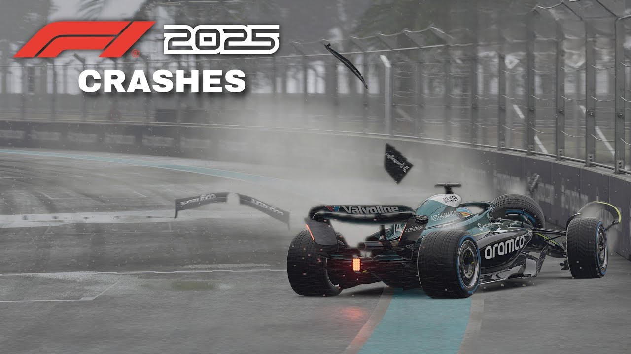 F1 2025 REALISTIC CRASHES MIAMI- F1 2025 mod - YouTube