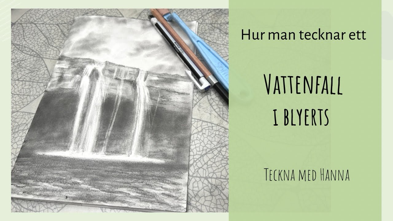 Teckna vattenfall med grafitpulver, sudd & blyertspennor - YouTube