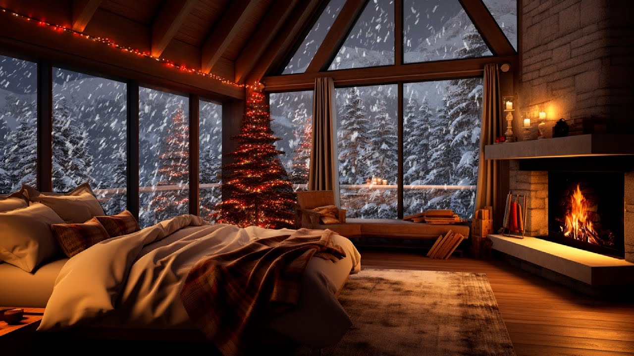 Cozy Winter Retreat: Deep Sleep with Soothing Snowstorm, Howling Wind, and Crackling Fireplace ...