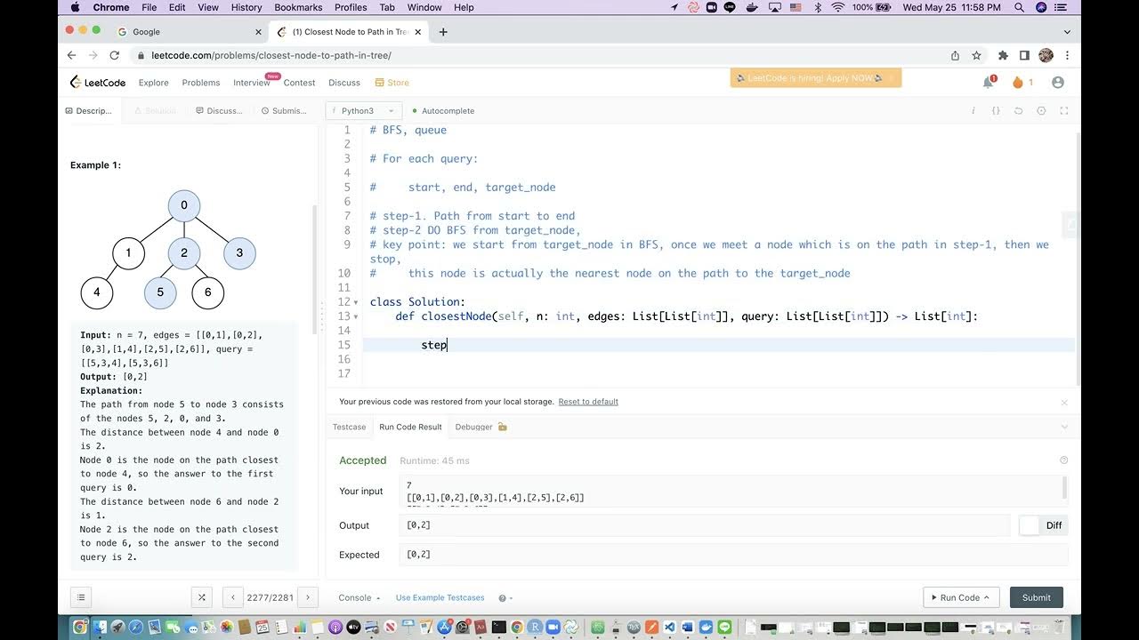 leetcode 2277 Closest Node To Path In Tree: BFS or DFS with early break - YouTube