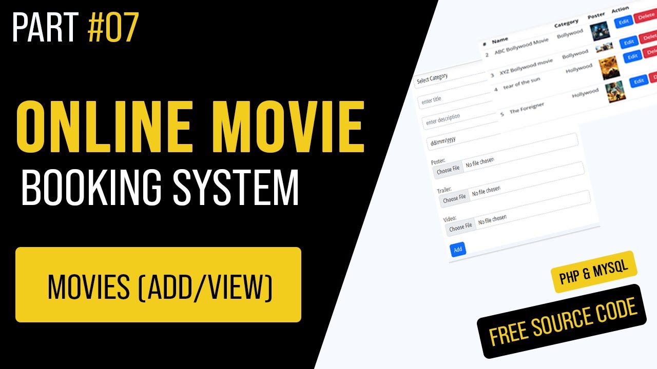 07 - Add/View Movie in Admin Panel | Online Movie Booking System in PHP ...
