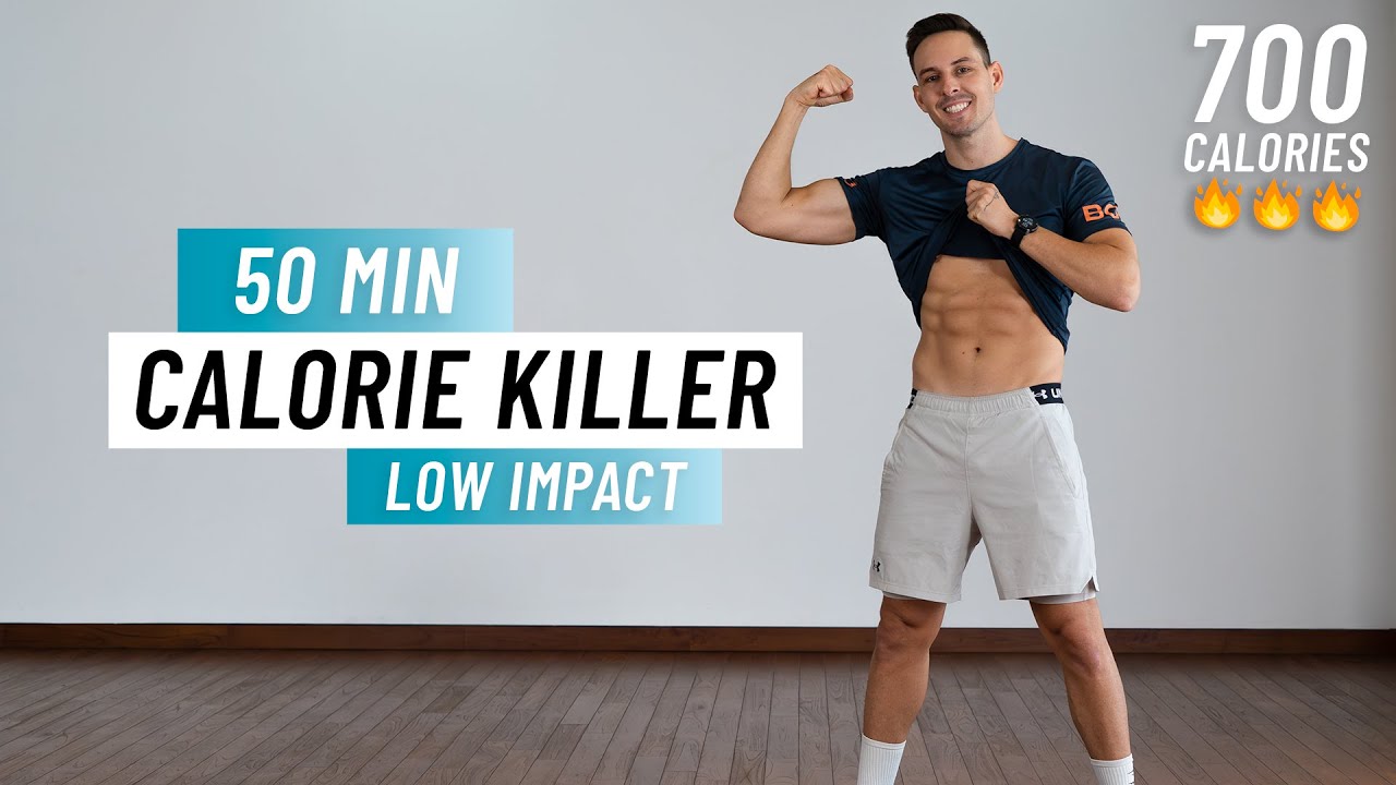 50 MIN CARDIO HIIT WORKOUT - LOW IMPACT - Full Body, No Equipment, No ...