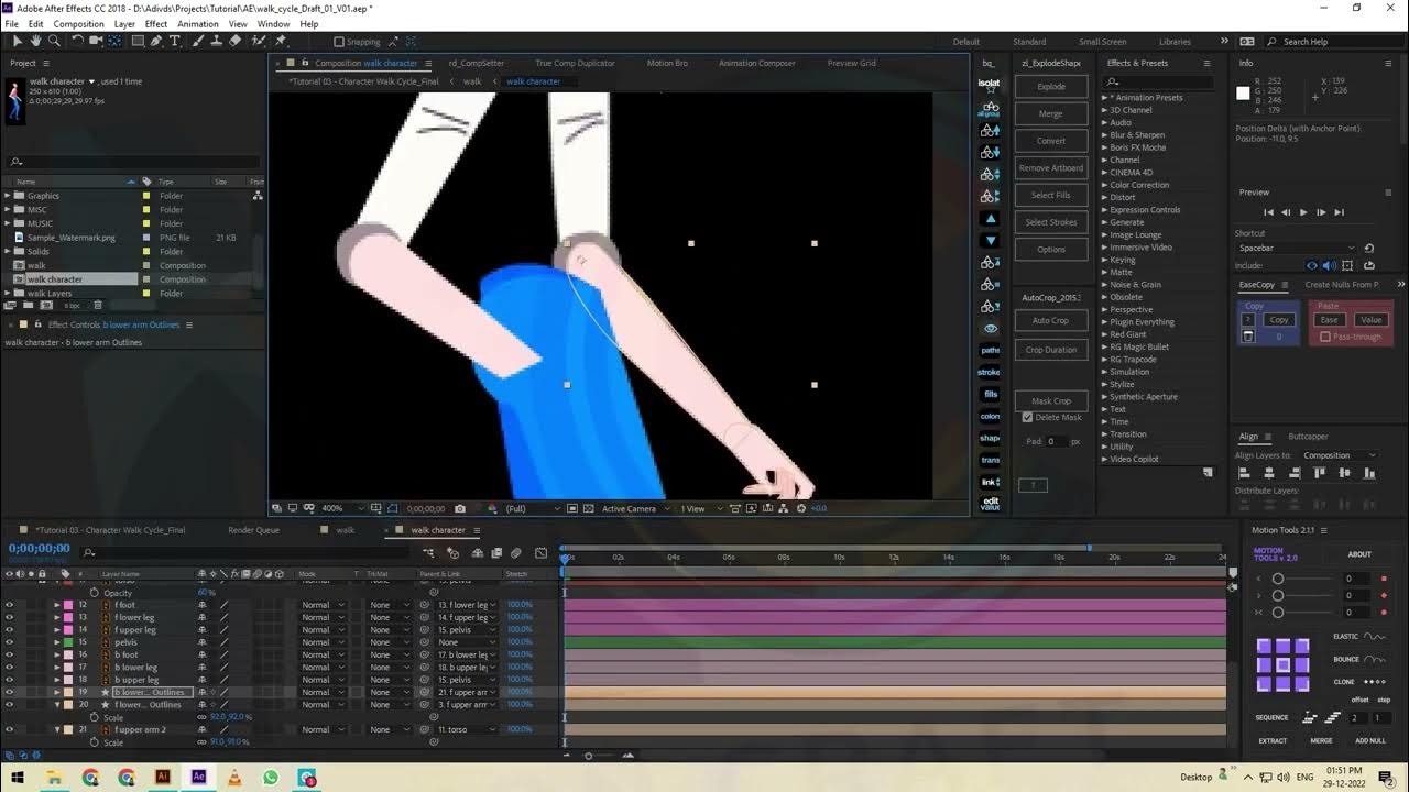 Easy 2D Character Walk cycle Animation - After Effects - YouTube