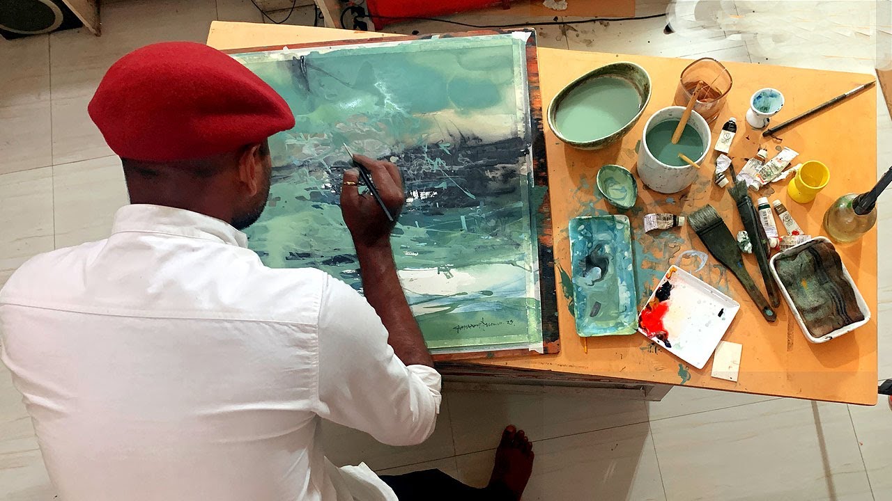 Semi Abstract Landscape Painting With Watercolor | Experimental ...