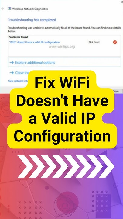 💡Sửa lỗi WiFi Doesn't Have a Valid IP Configuration #wifi #validIP #configuration - YouTube
