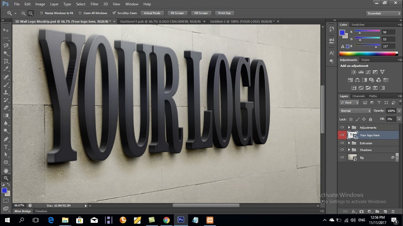 How to make a 3D-LOGO MOCKUP in photoshop easily! - YouTube