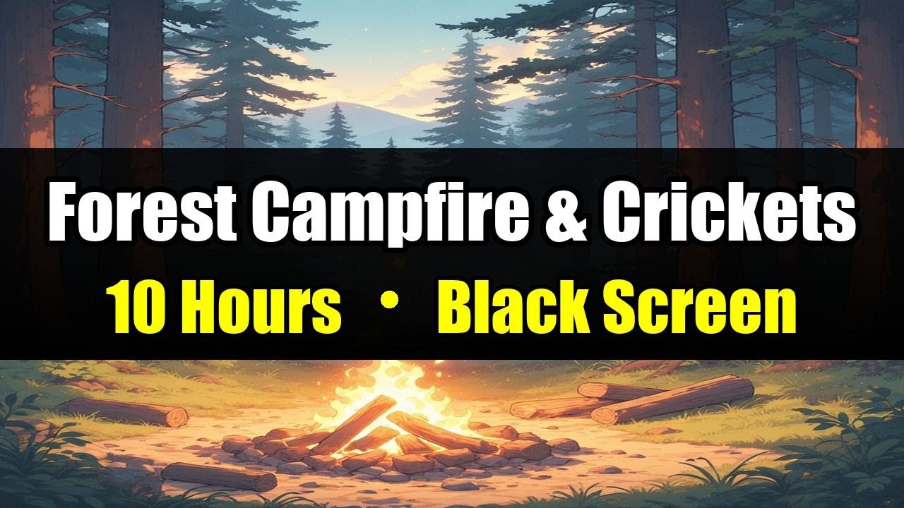 Forest Campfire & Crickets at Night — 10 Hours Sleep Sound - YouTube